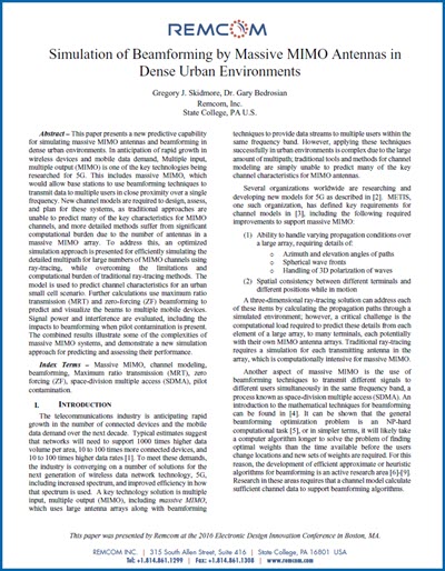 Simulation Of Beamforming By Massive Mimo Antennas In Dense Urban Environments Remcom