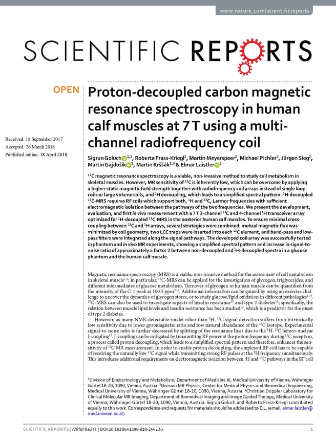 Proton-Decoupled Carbon Magnetic Resonance Spectroscopy in Human Calf ...