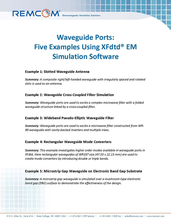 Waveguide Examples Using XFdtd | Remcom