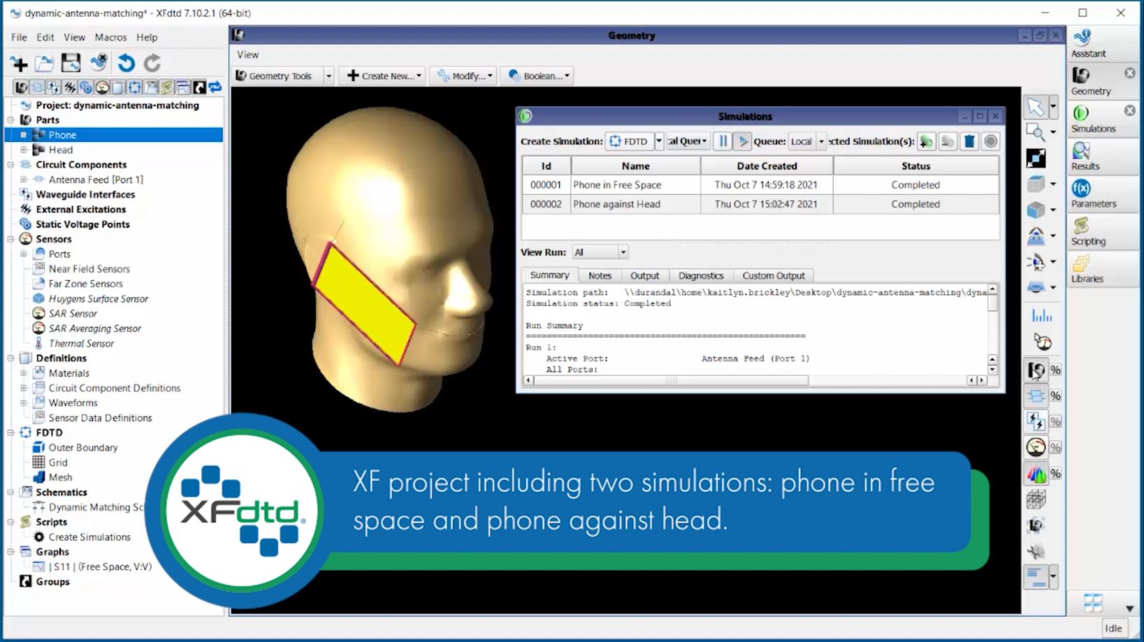 Dynamic Matched Antenna Using XFdtd’s Schematic Editor